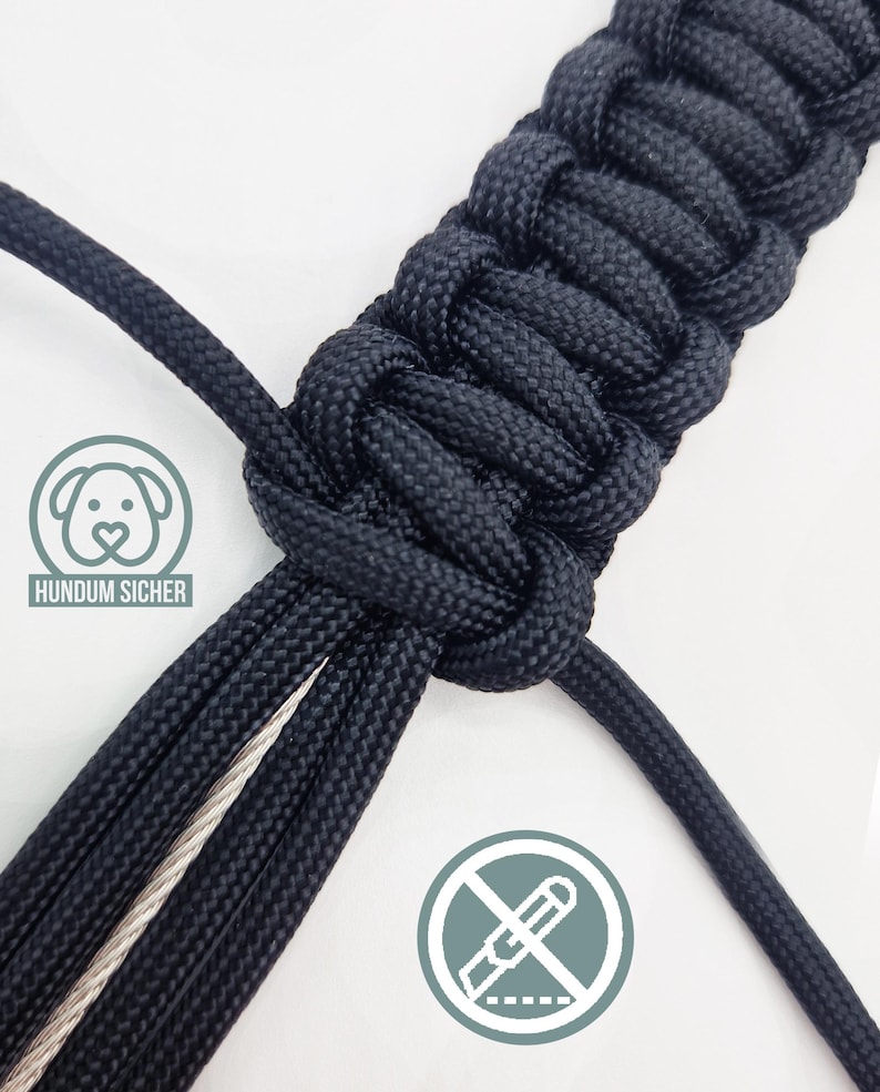 Lockable Dog Collar Black – Paracord With Lock & Steel Cable, Anti ...