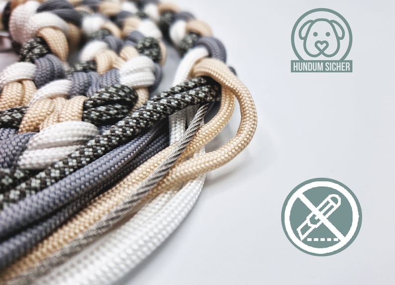 Anti-theft Dog Leash Made of Paracord - Lockable With Lock [beige/white ...