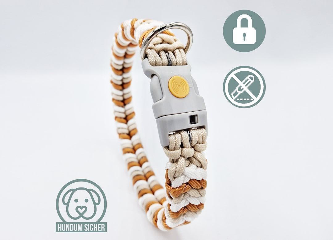 Anti-theft Collar for Dogs - Lockable With Magnetic Lock [beige & White ...