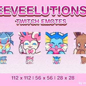Kawaii Eeveelutions - Set of 4 Pokemon Emotes for Streaming on Twitch ...