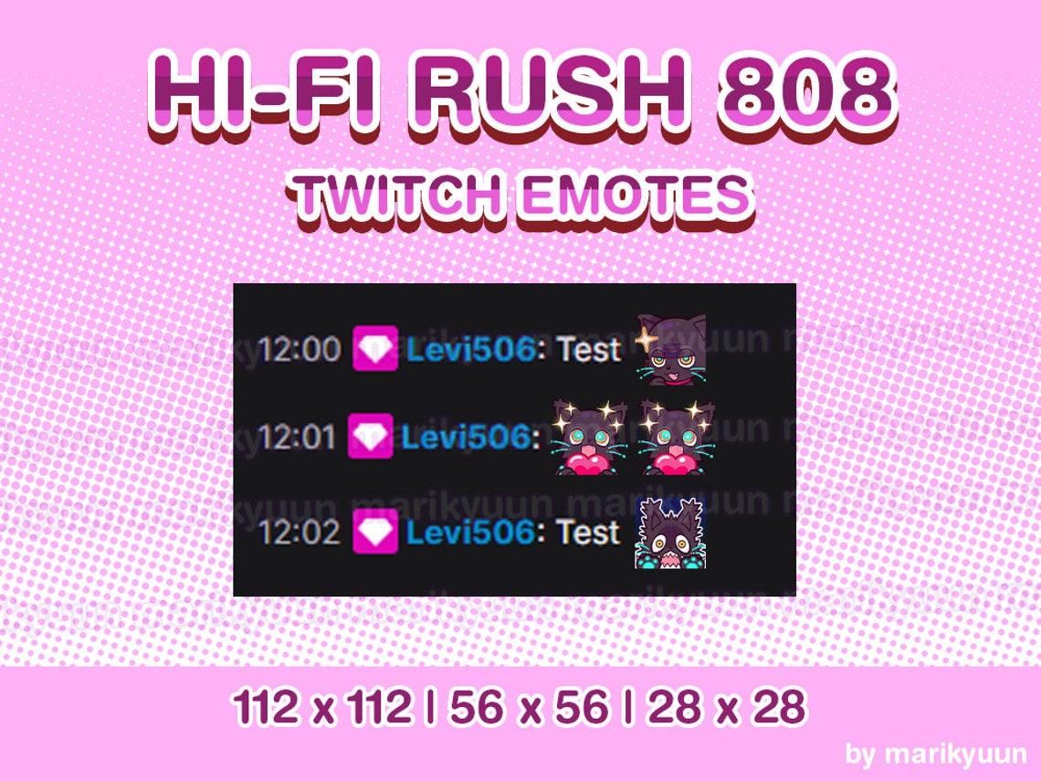 Hi-fi Rush 808 Cat - Set of 3 Emotes for Streaming on Twitch, Youtube ...
