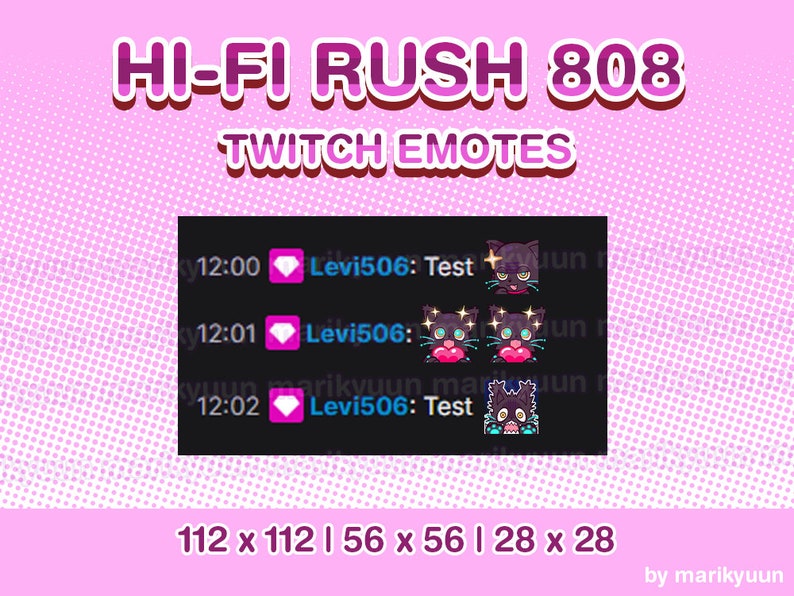 Hi-fi Rush 808 Cat - Set of 3 Emotes for Streaming on Twitch, Youtube ...