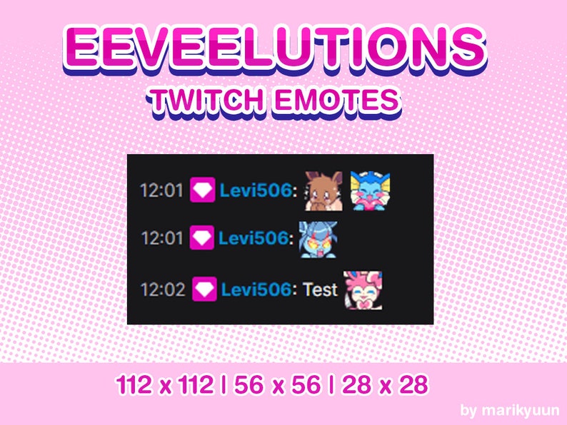 Kawaii Eeveelutions - Set of 4 Pokemon Emotes for Streaming on Twitch ...