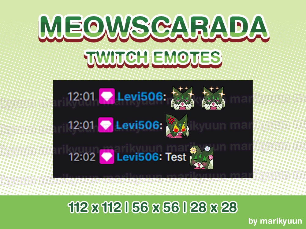 Pokémon Meowscarada Set of 3 Emotes for Streaming on Twitch, Youtube ...