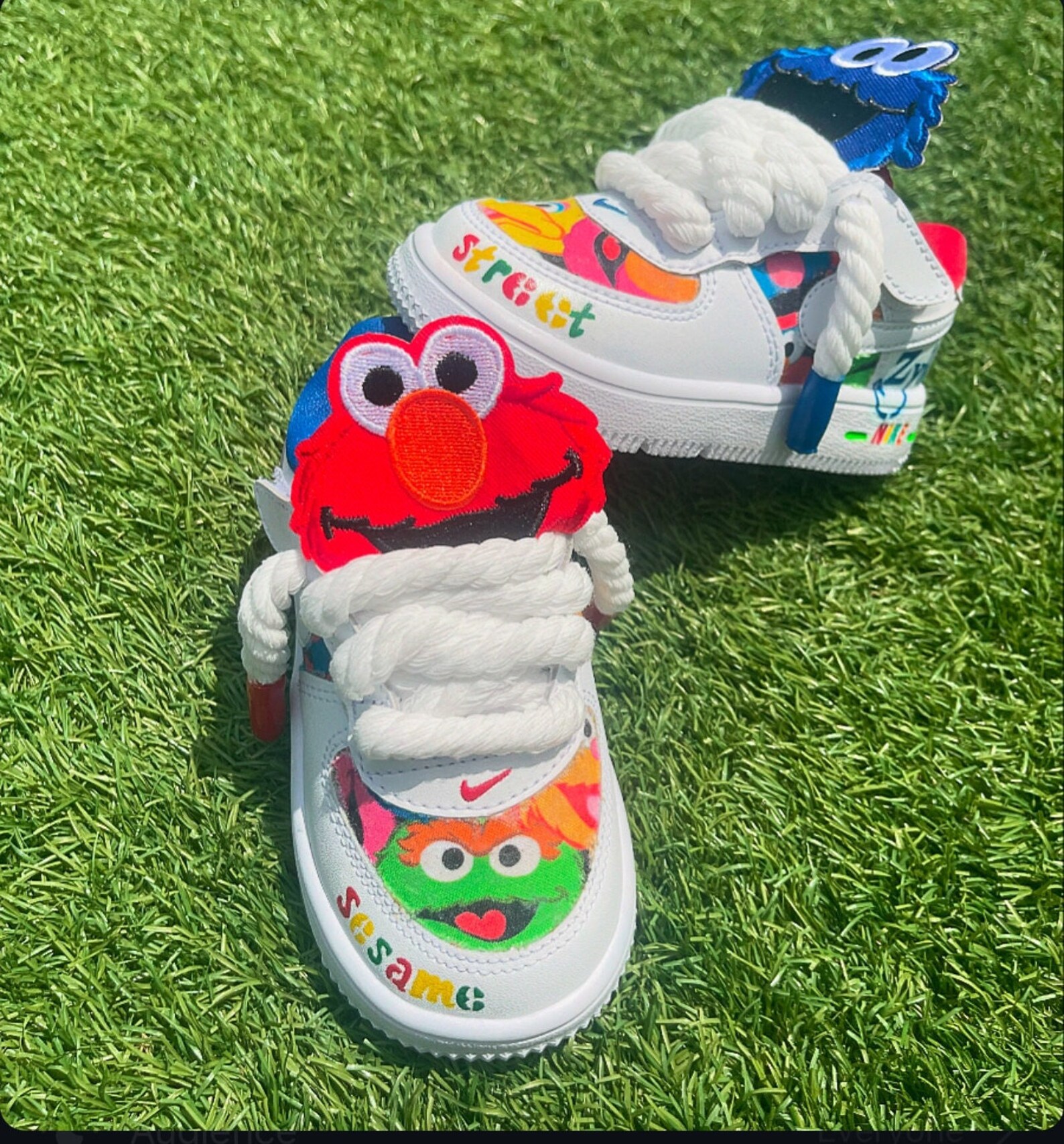 Sesame Street Style Toddlers/kids Custom Air Force 1s With Elmo ...