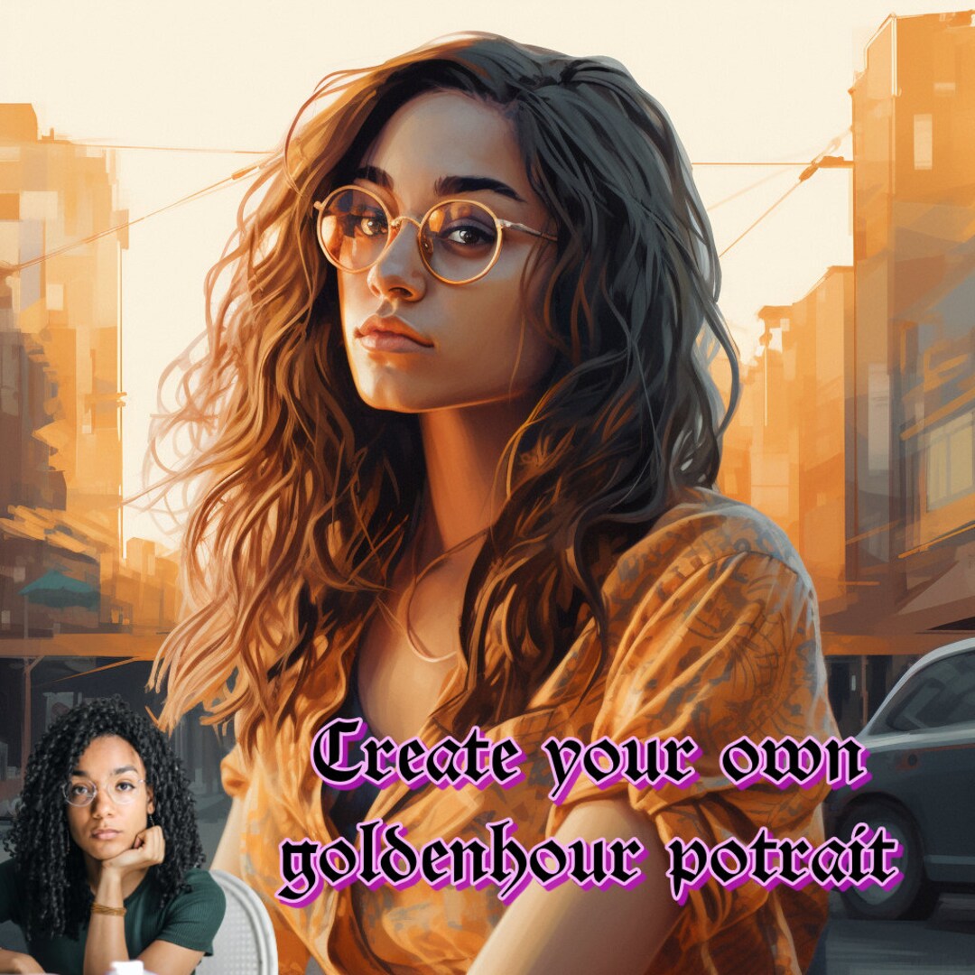 Custom Golden Hour Illustrations Warm Digital Portraits Unique Gift