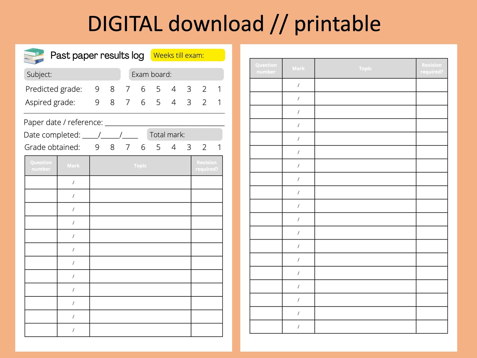 Past Paper Results Log | Keep Track of Your Progress | 2 Formats ...