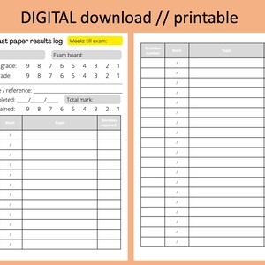 Past Paper Results Log | Keep Track of Your Progress | 2 Formats ...