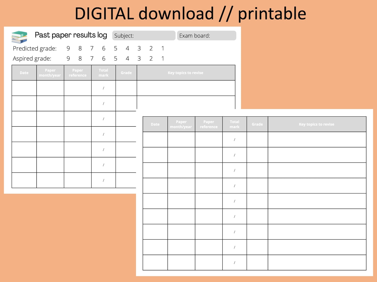 Past Paper Results Log | Keep Track of Your Progress | 2 Formats ...