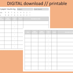 Past Paper Results Log | Keep Track of Your Progress | 2 Formats ...