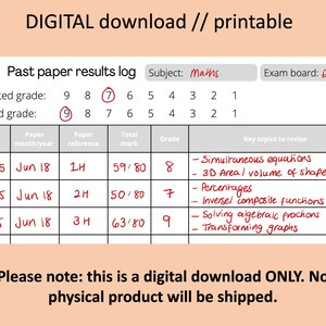 Past Paper Results Log | Keep Track of Your Progress | 2 Formats ...