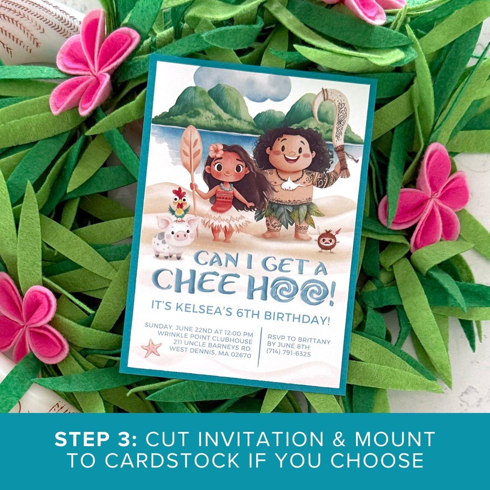 Moana Birthday Party Invitation, Can I Get a Chee Hoo Maui Bday Invite ...