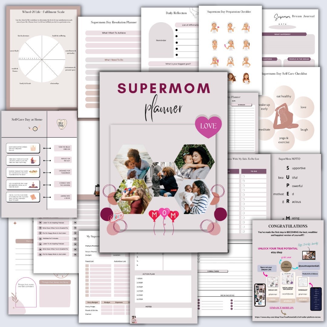 Mom Self Care Mom Planner Supermom Daily Planner Busy Mom - Etsy
