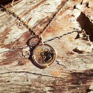Two Sides Alexander the Great Necklace, 14K Solid Gold Alexander the ...