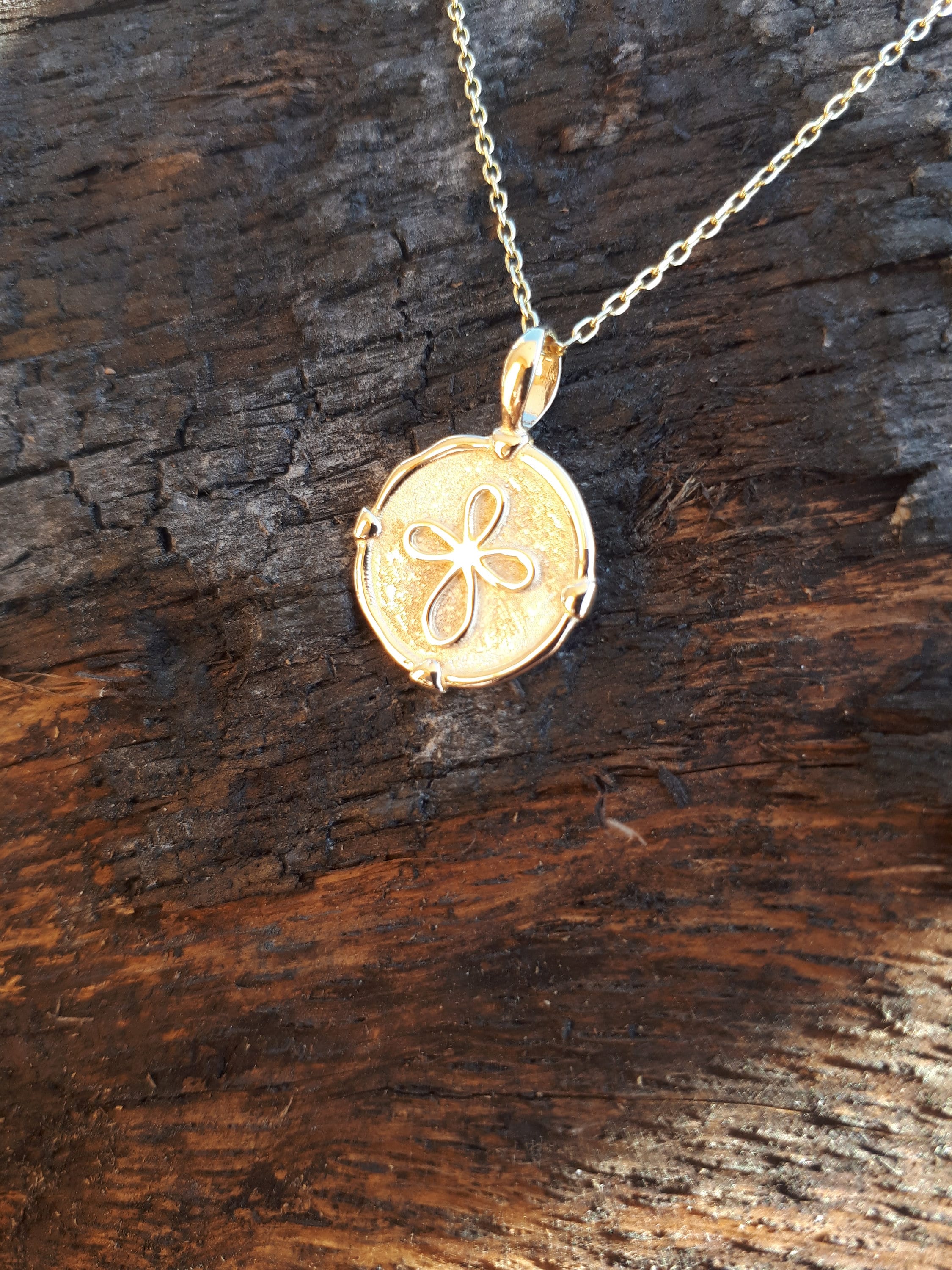 Solid Gold Cross 14K, Coin Necklace, Handmade Cross Gift, Coin Handmade ...