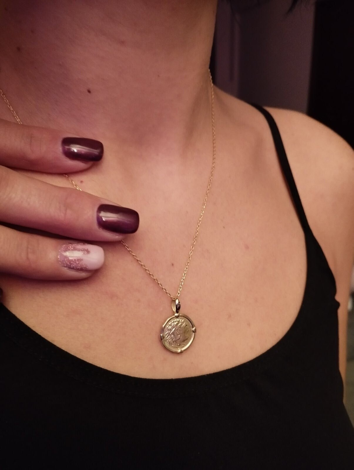 Two Sides Alexander the Great Necklace 14K Solid Gold - Etsy