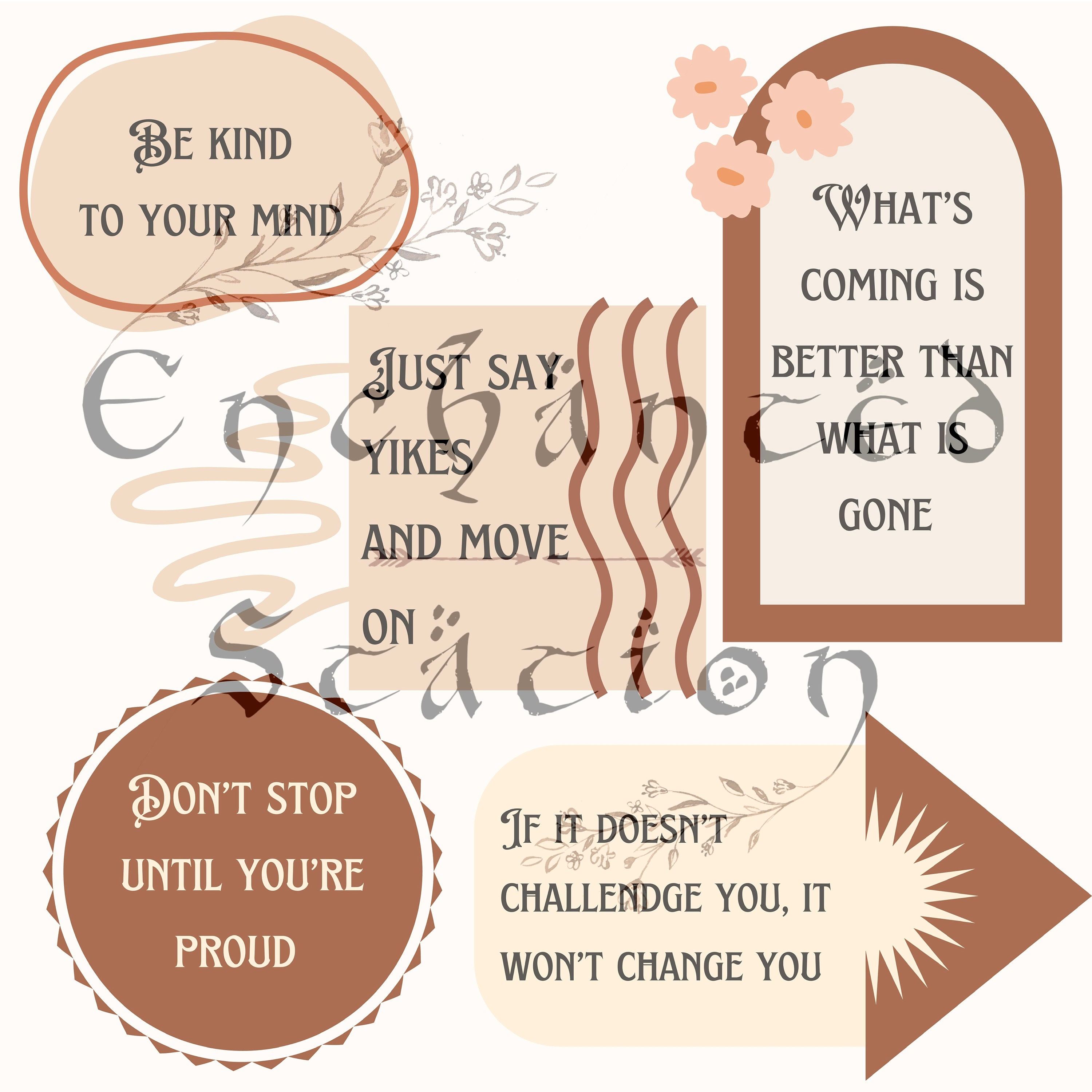 Inspirational Boho Quotes Design Bundle, Motivational Mental Health ...