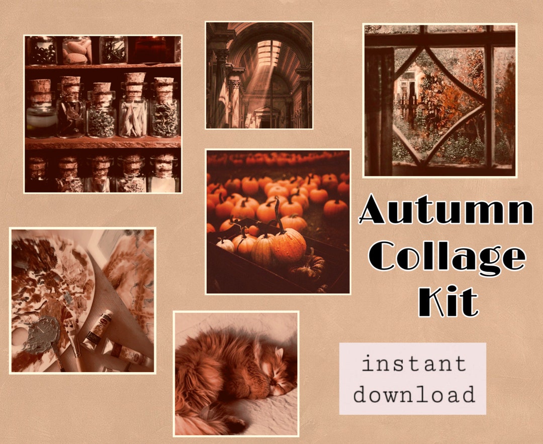Autumn Collage Kit, Fall Collage Kit Aesthetic, Trendy Room Decor ...