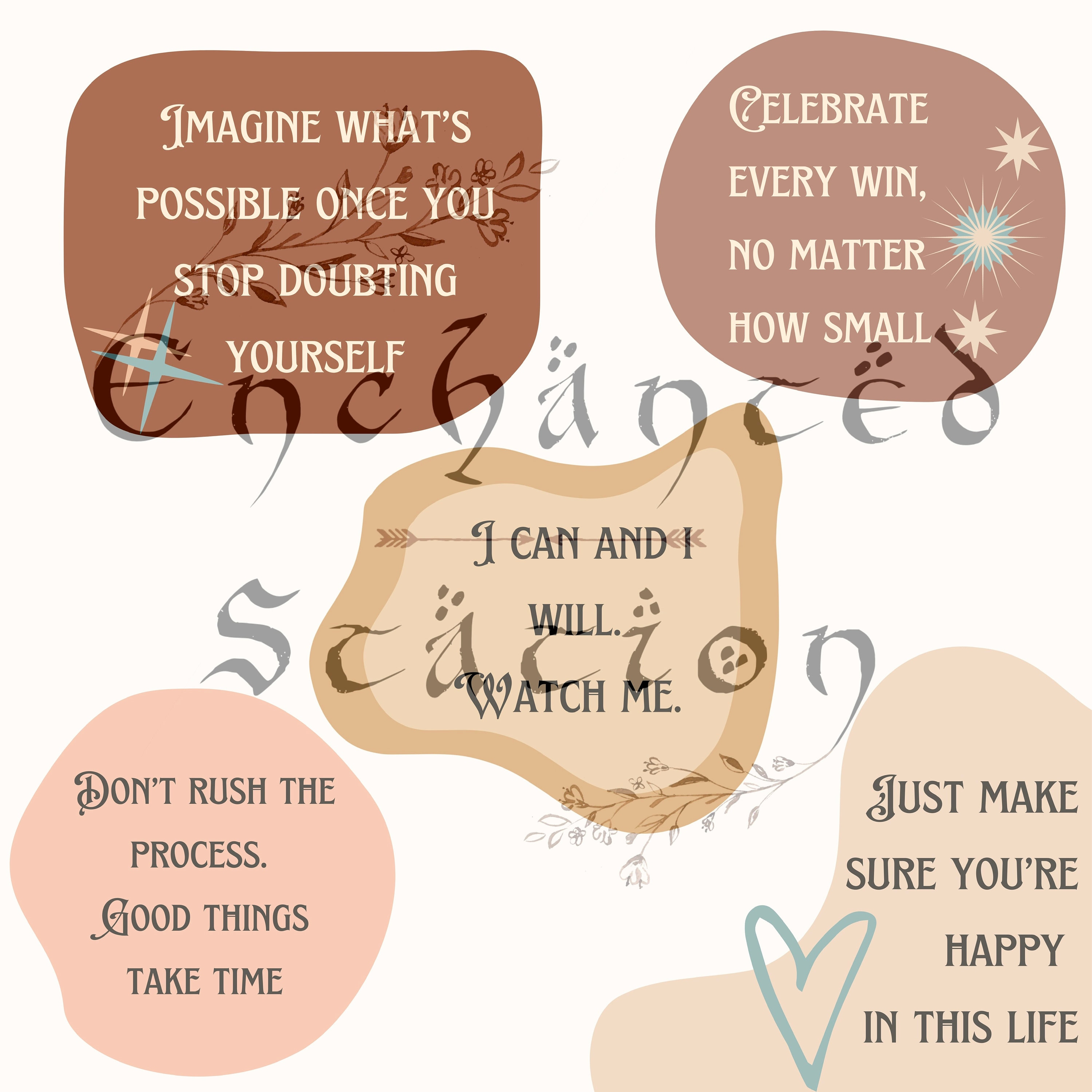 Inspirational Boho Quotes Design Bundle, Motivational Mental Health ...