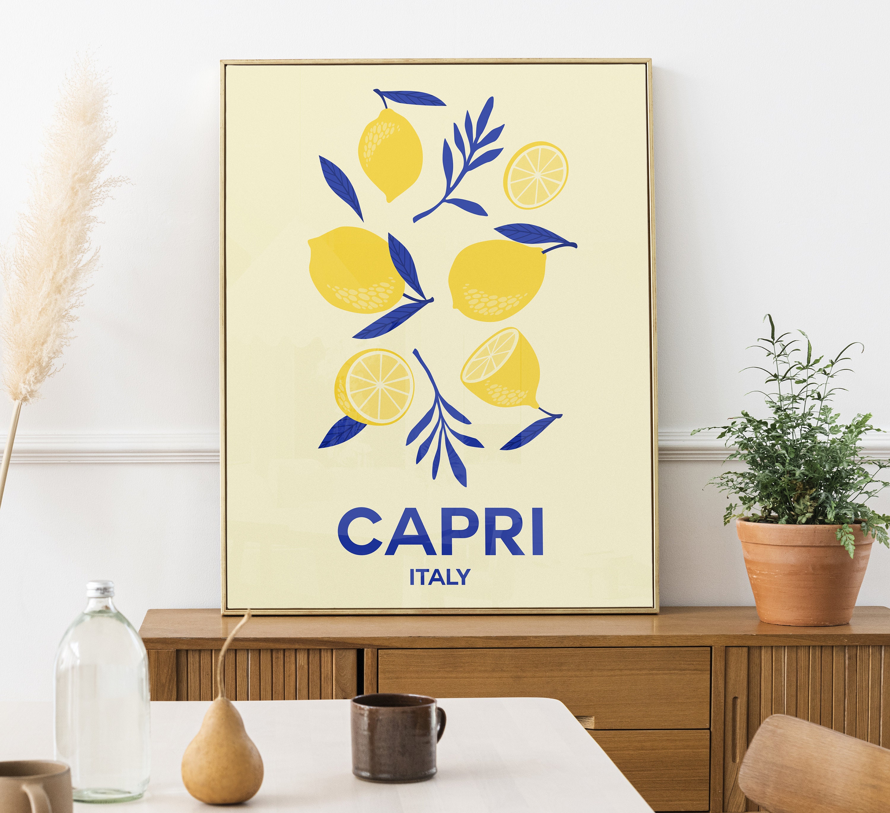 Capri Travel Poster Print, Lemon Print Wall Art, Summer Print, Dolce ...