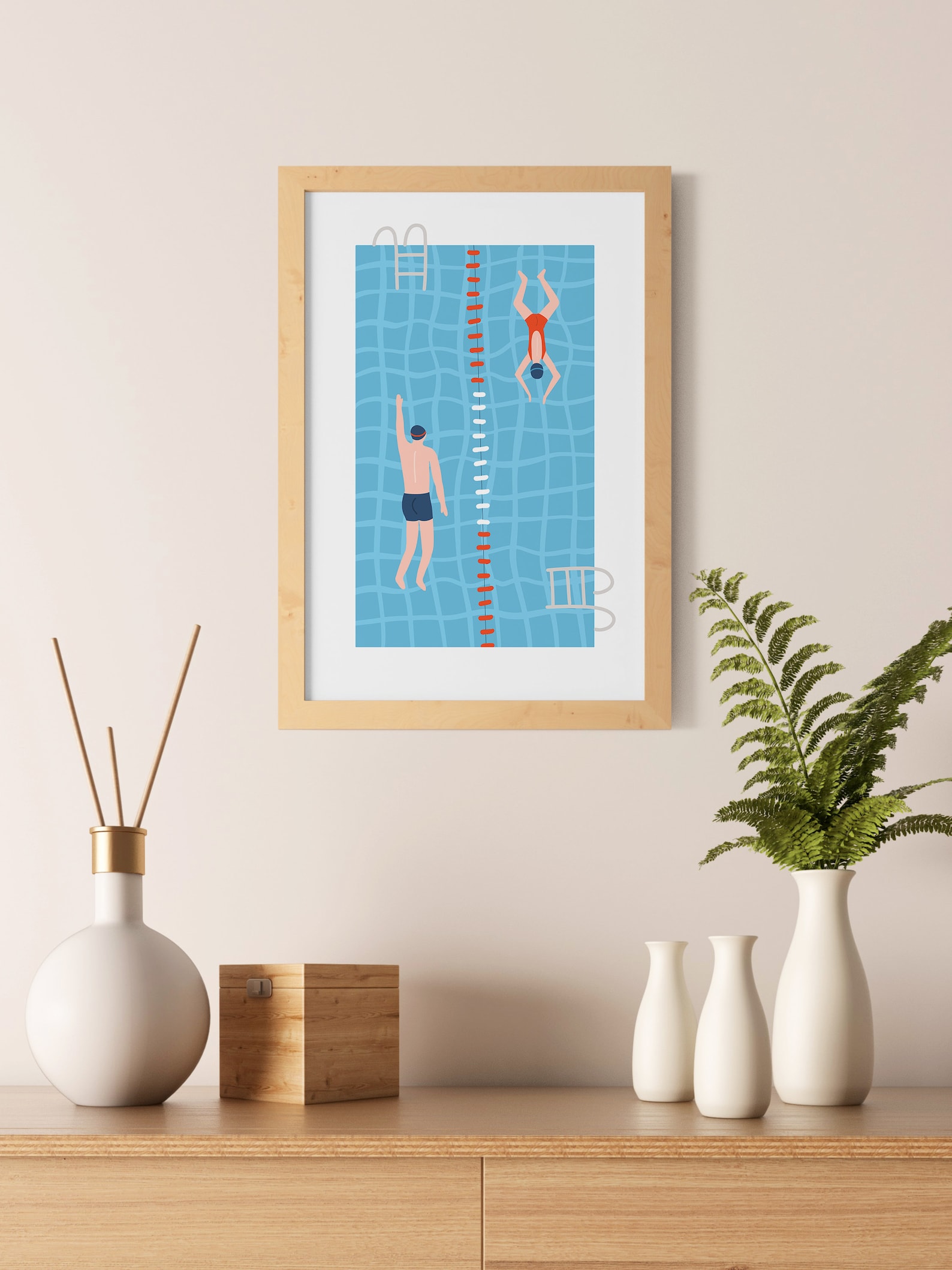Swimming Pool Print, Swimmers Artwork, Swimming Poster, Retro Sport ...