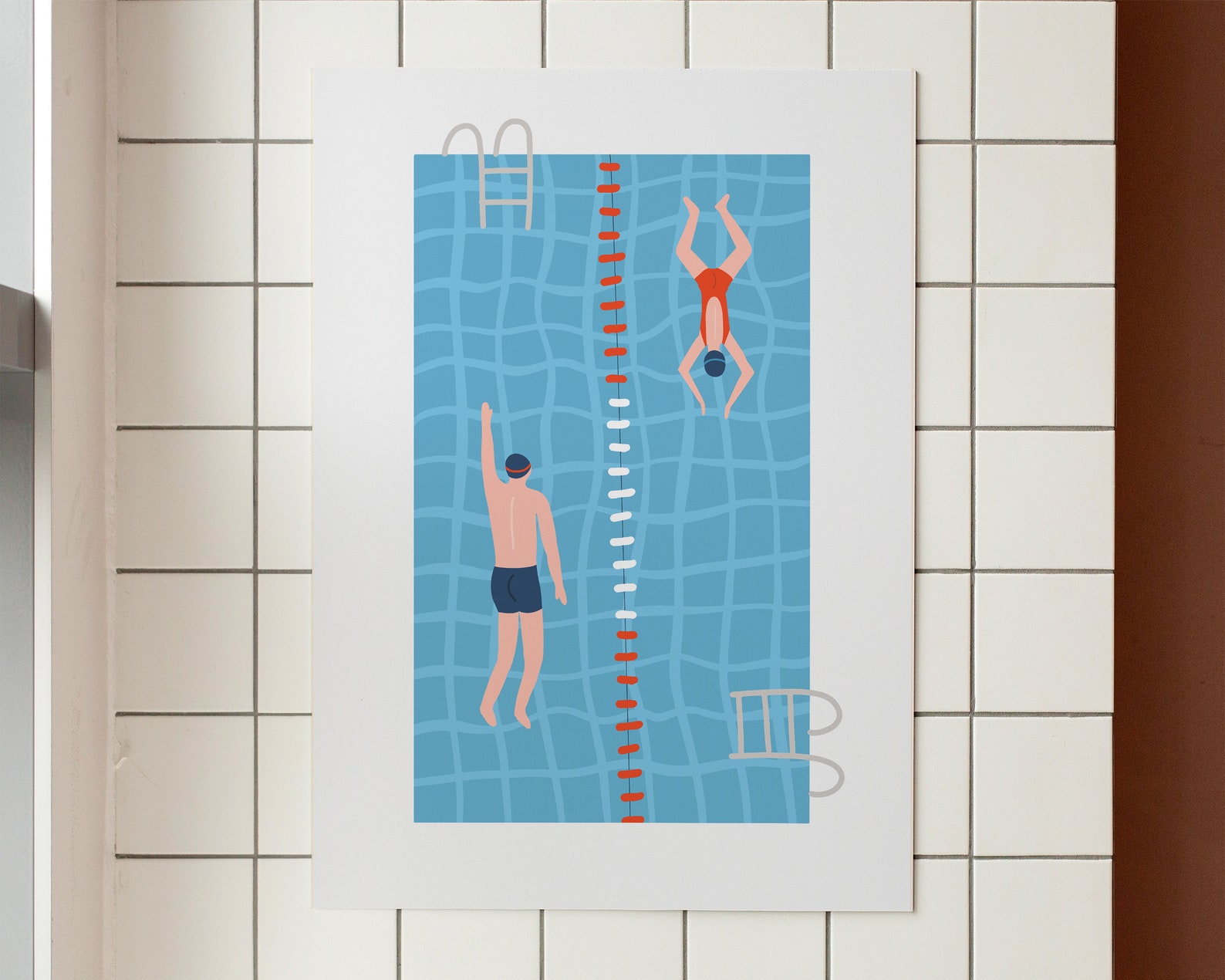 Swimming Pool Print, Swimmers Artwork, Swimming Poster, Retro Sport ...