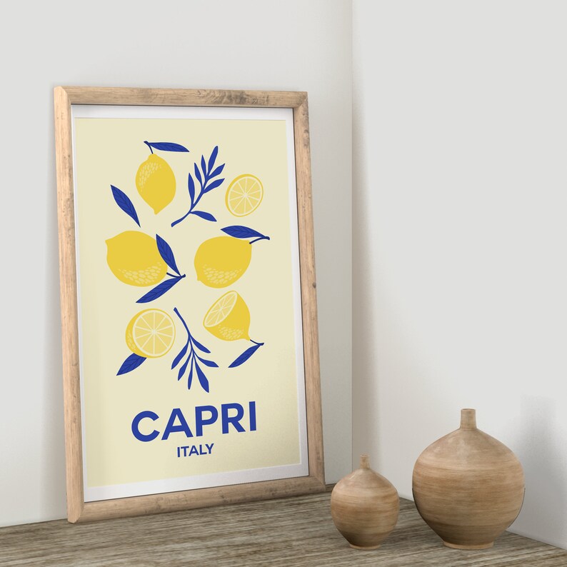 Capri Travel Poster Print, Lemon Print Wall Art, Summer Print, Dolce ...