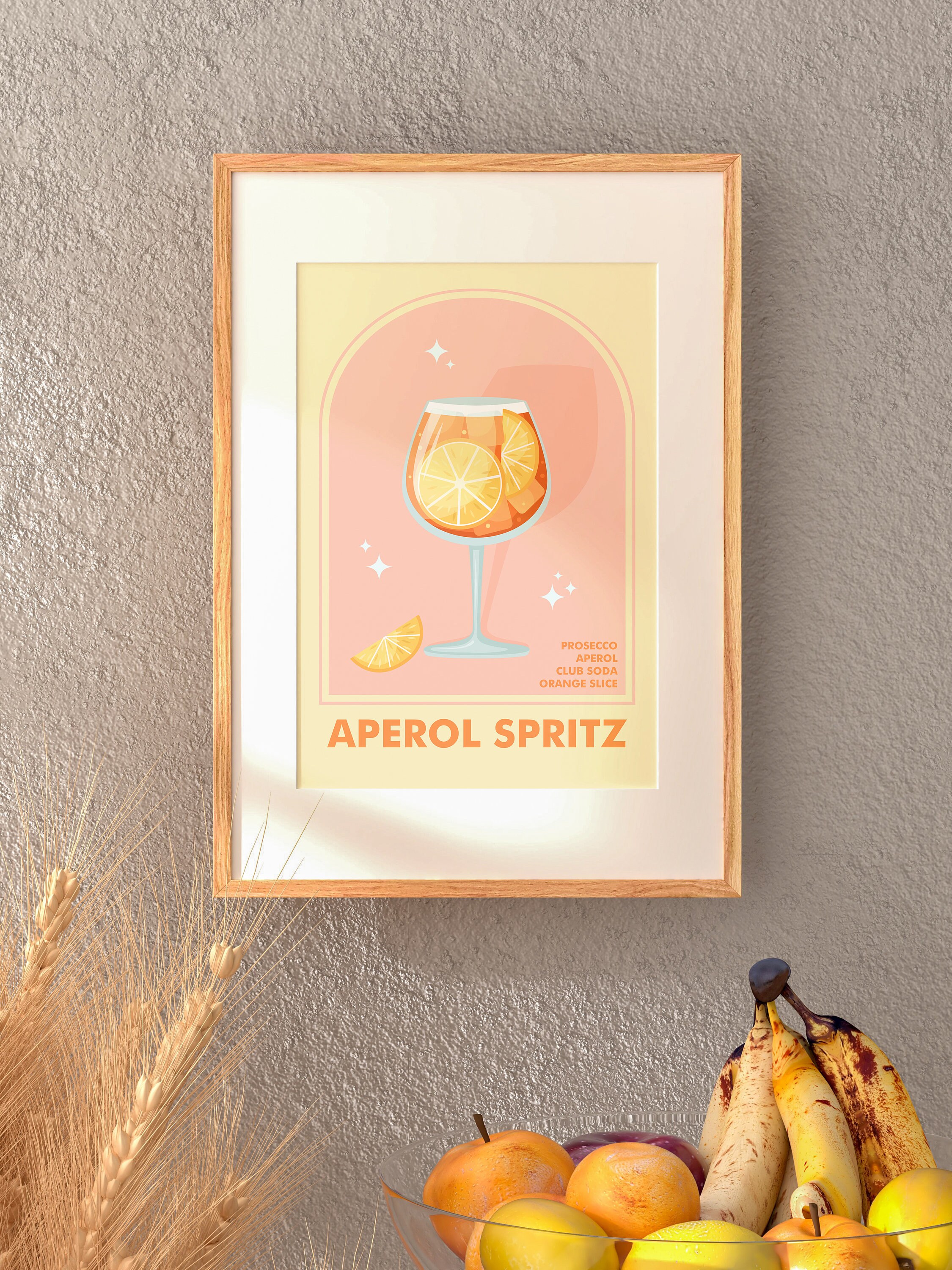 Aperol Spritz Cocktail Print, Cocktail Bar Printable Art, Kitchen Wall ...