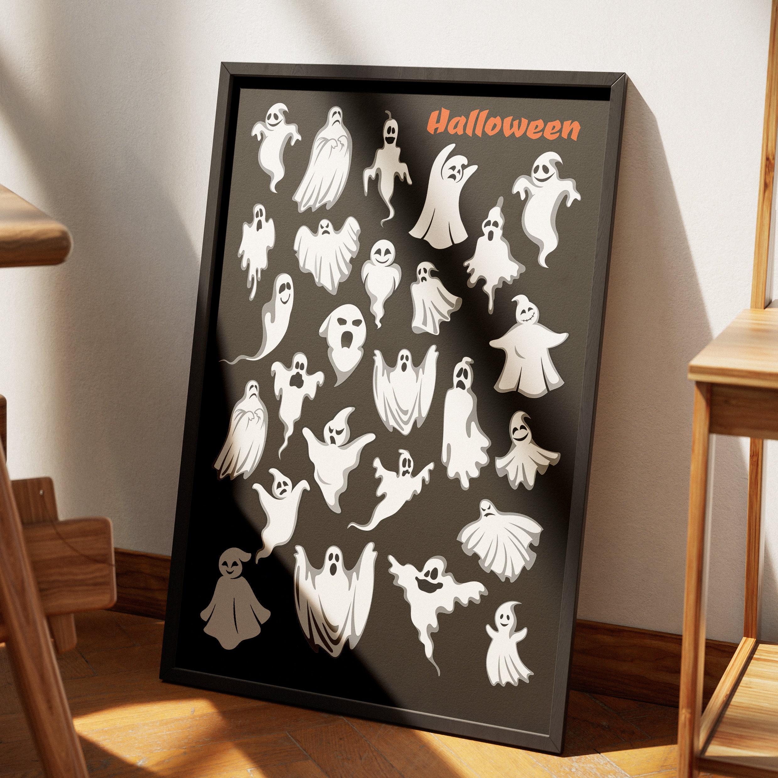 Halloween Printable Art Print, Ghost Poster, Halloween Poster, Black ...