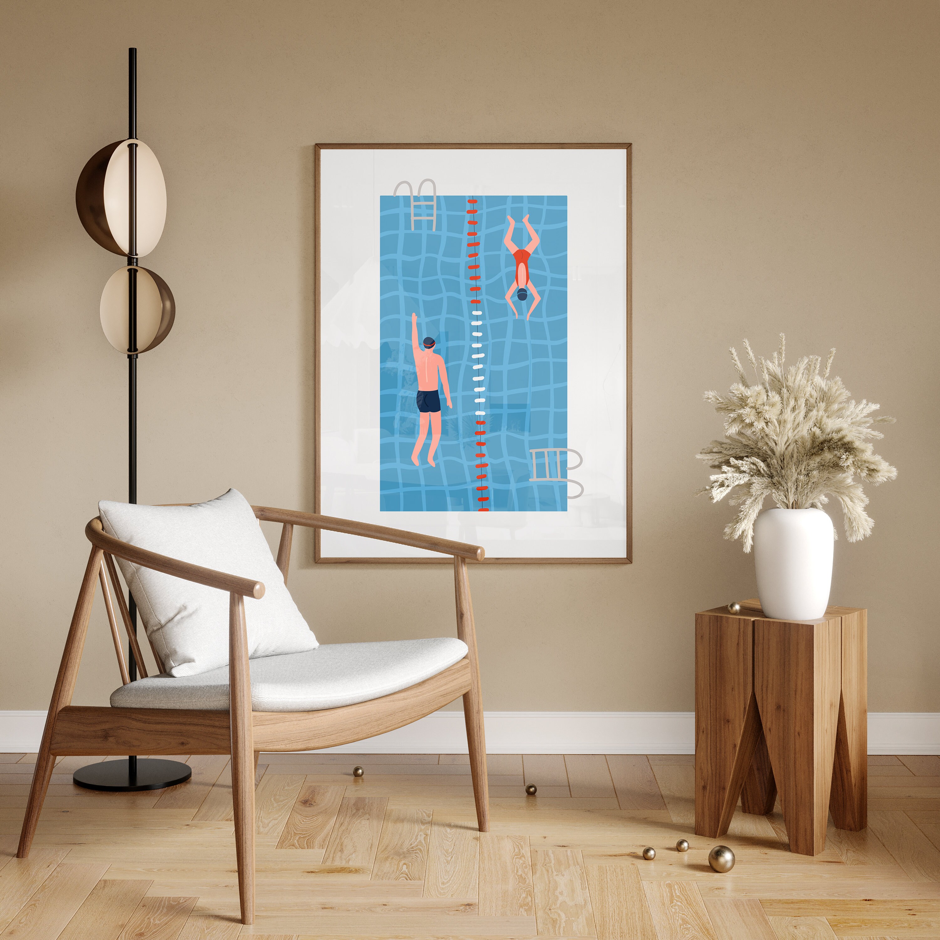Swimming Pool Print, Swimmers Artwork, Swimming Poster, Retro Sport ...