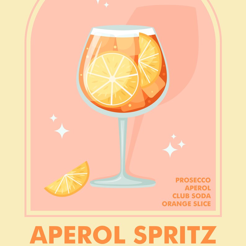 Aperol Spritz Cocktail Print, Cocktail Bar Printable Art, Kitchen Wall ...
