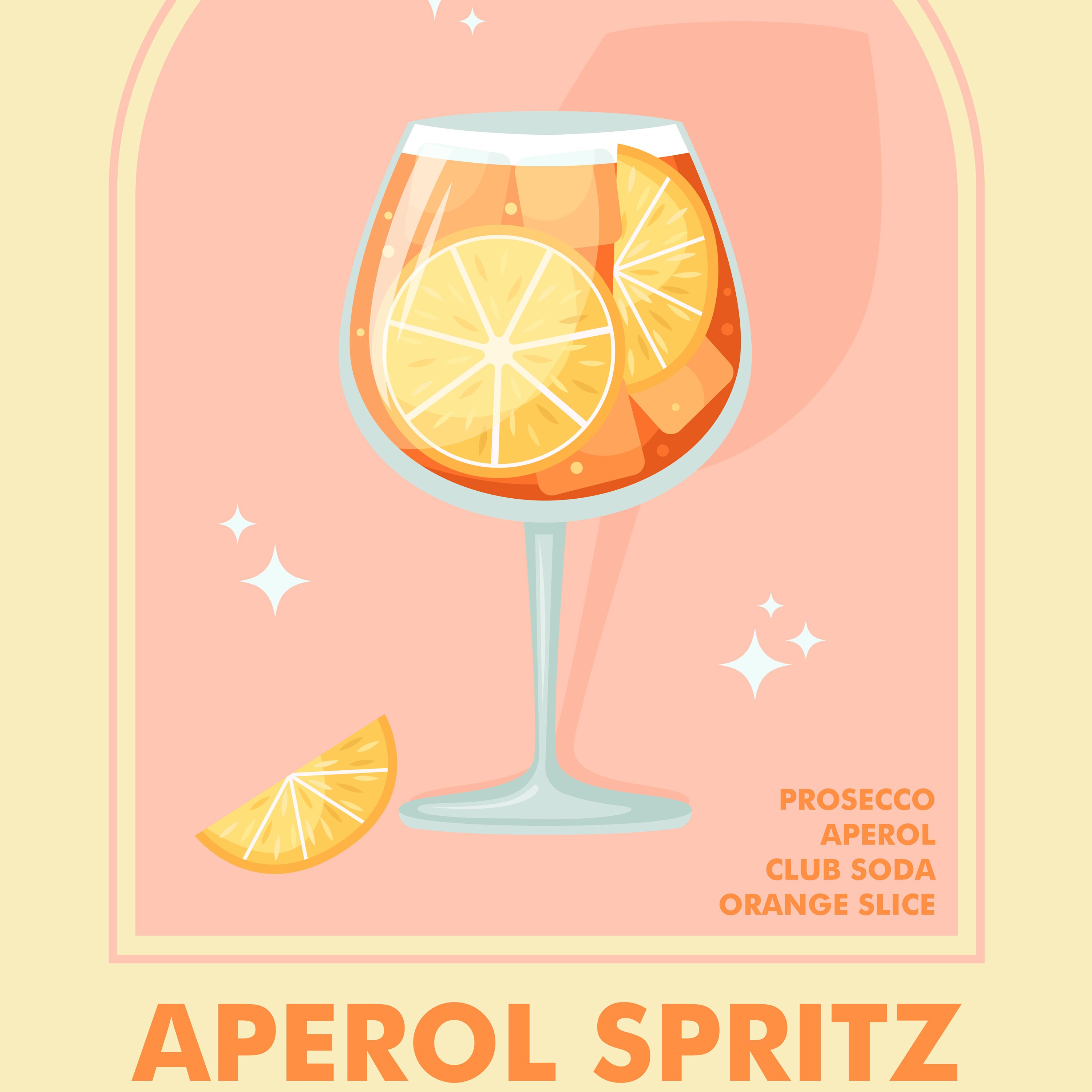 Aperol Spritz Cocktail Print, Cocktail Bar Printable Art, Kitchen Wall ...
