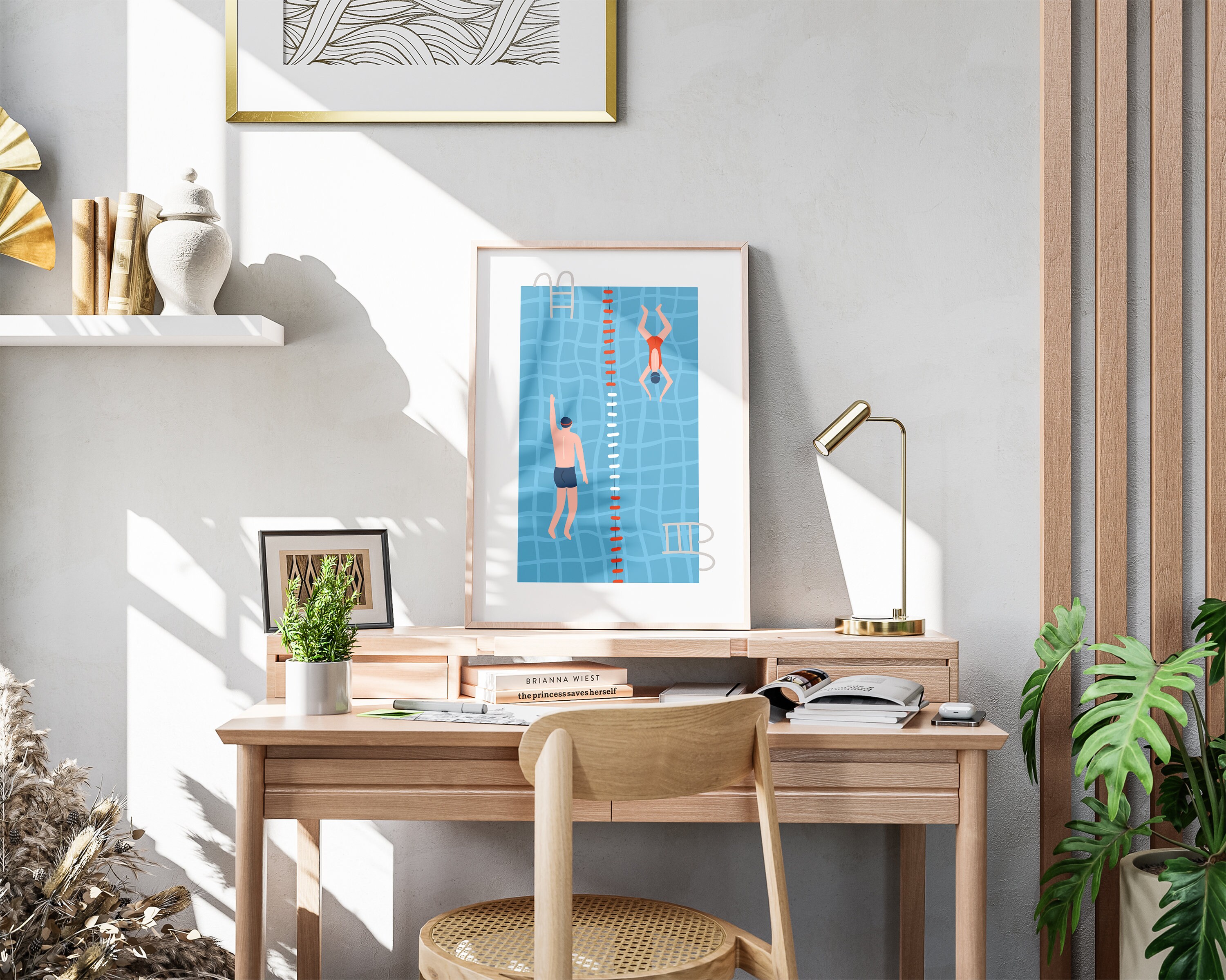 Swimming Pool Print, Swimmers Artwork, Swimming Poster, Retro Sport ...
