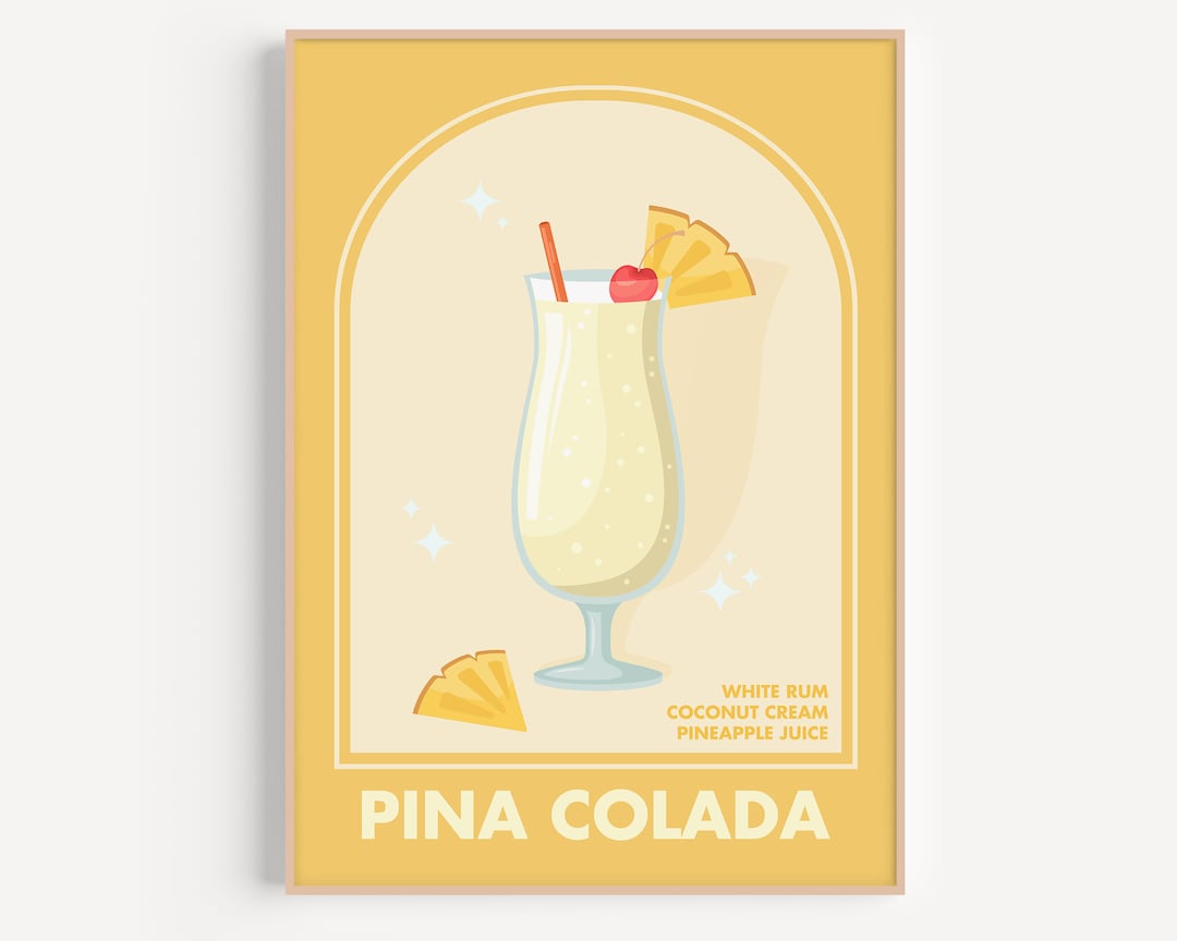 Pina Colada Cocktail Print, Kitchen Art, Kitchen Decor, Boozy Gift ...