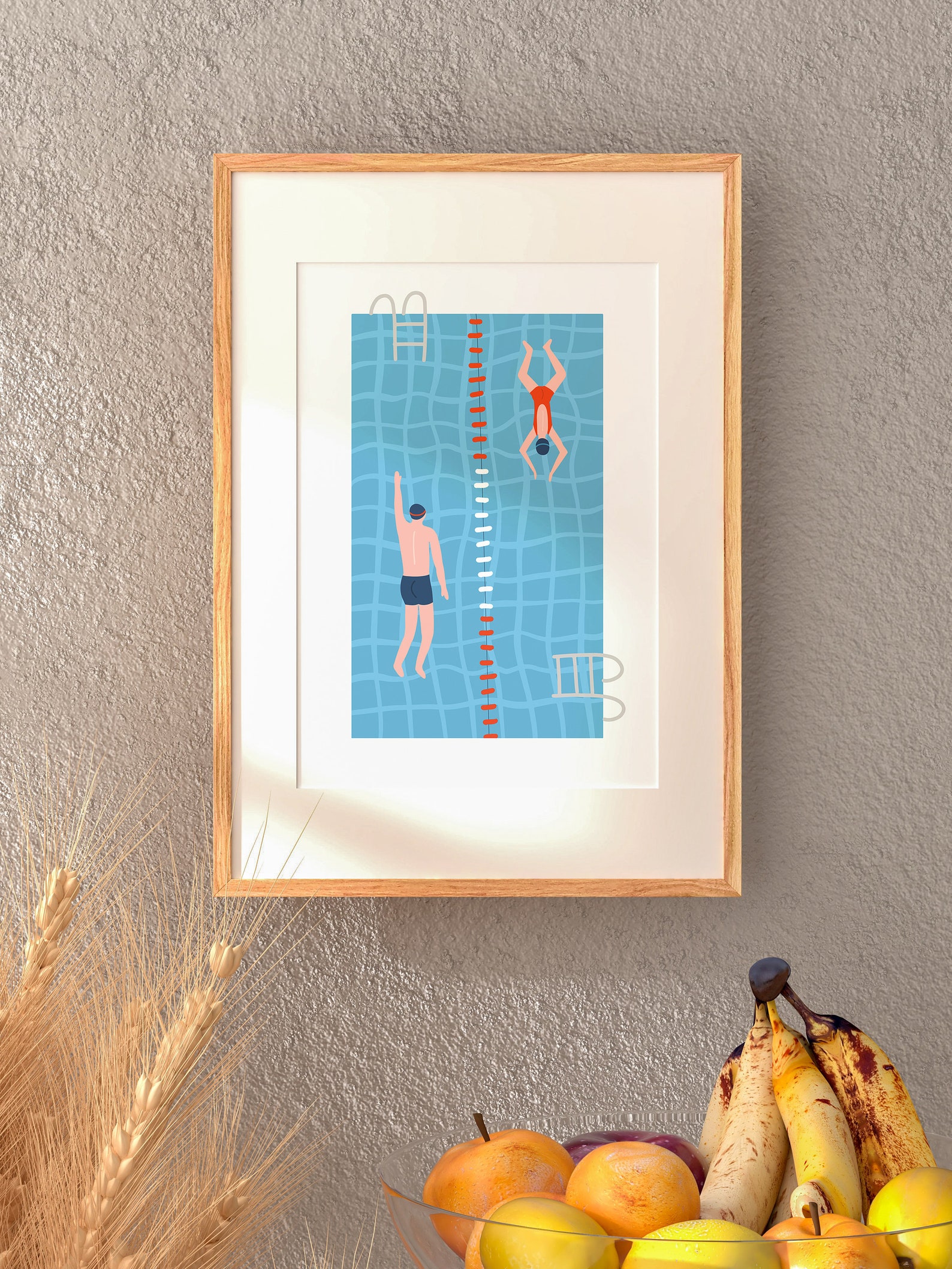Swimming Pool Print, Swimmers Artwork, Swimming Poster, Retro Sport ...