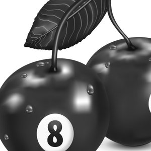 Trendy Retro 8 Ball Cherries Print, Lucky You Print, Tattoo Poster Art ...