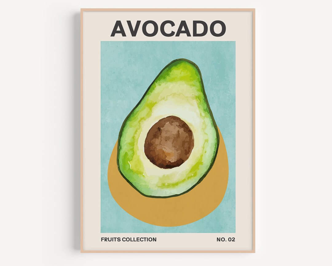 Avocado Print, Avocado Poster, Midcentury Modern Decor, Vegan and ...