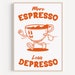 More Espresso Less Depresso Poster, Coffee Print, Kicthen Poster, Retro ...