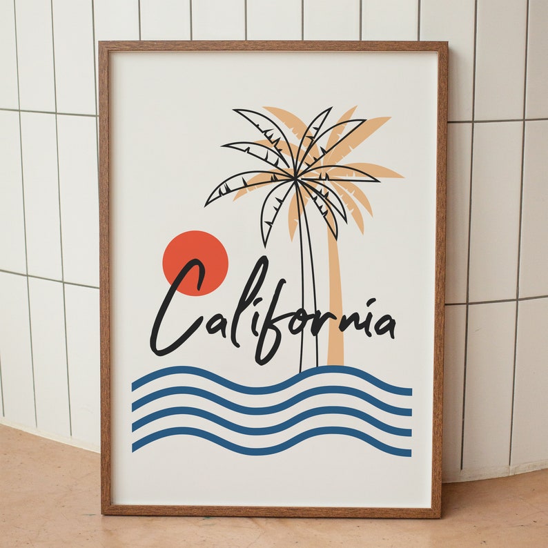California Travel Poster, California Wall Art, Mid Century Poster ...