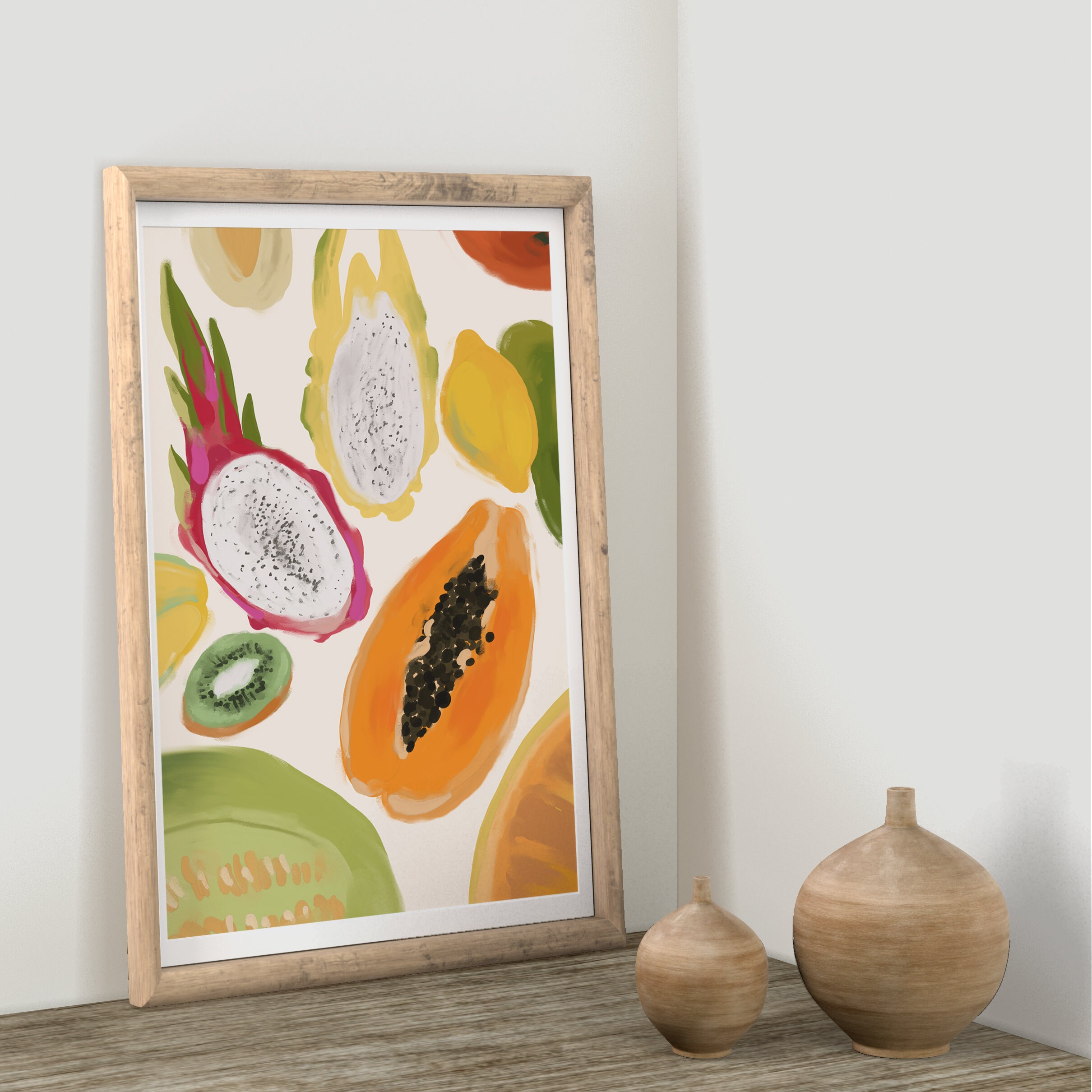 Tropical Fruits Print, Fruit Art Print, Food Print, Still Life, Digital ...