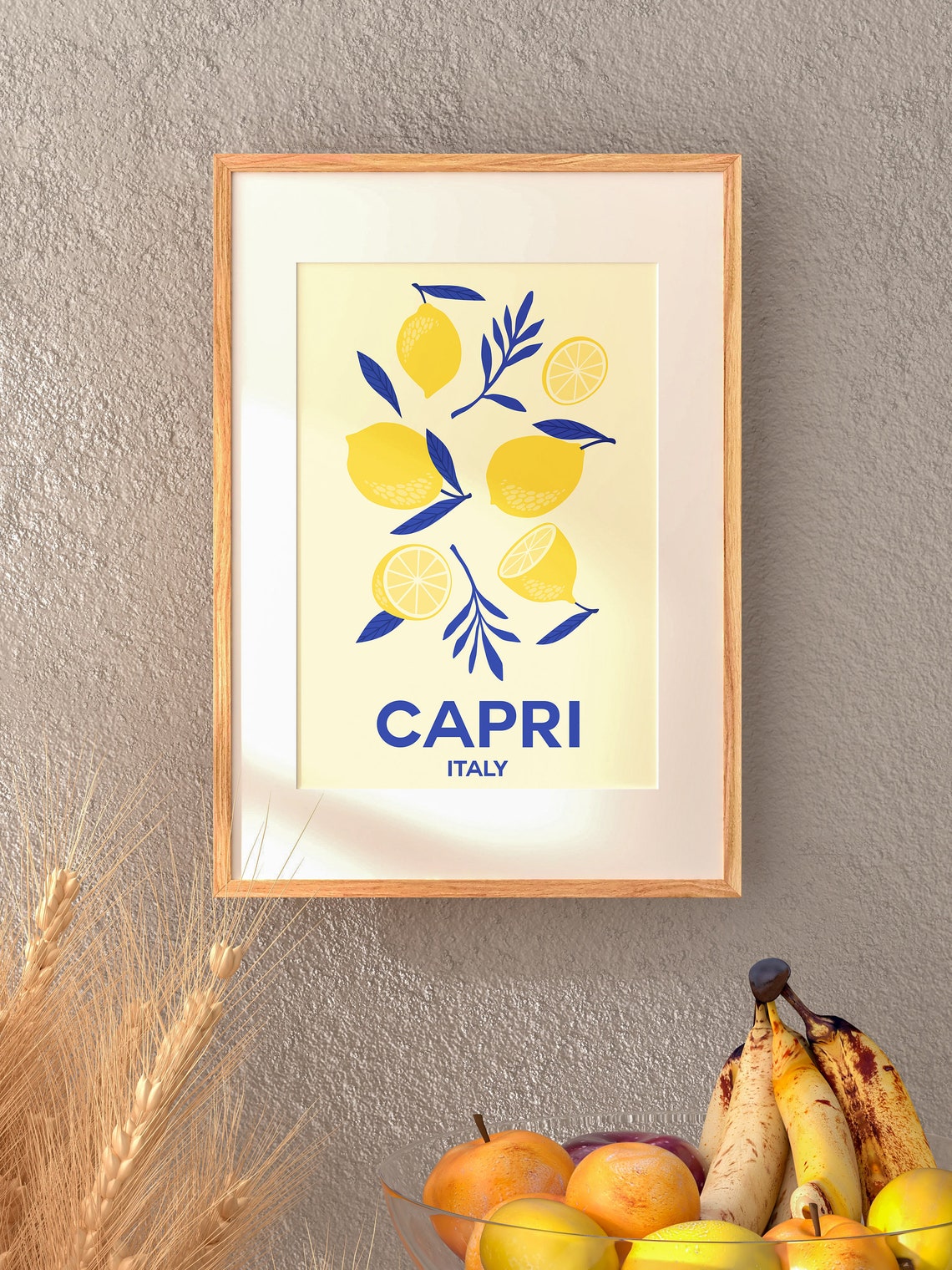 Capri Travel Poster Print, Lemon Print Wall Art, Summer Print, Dolce ...