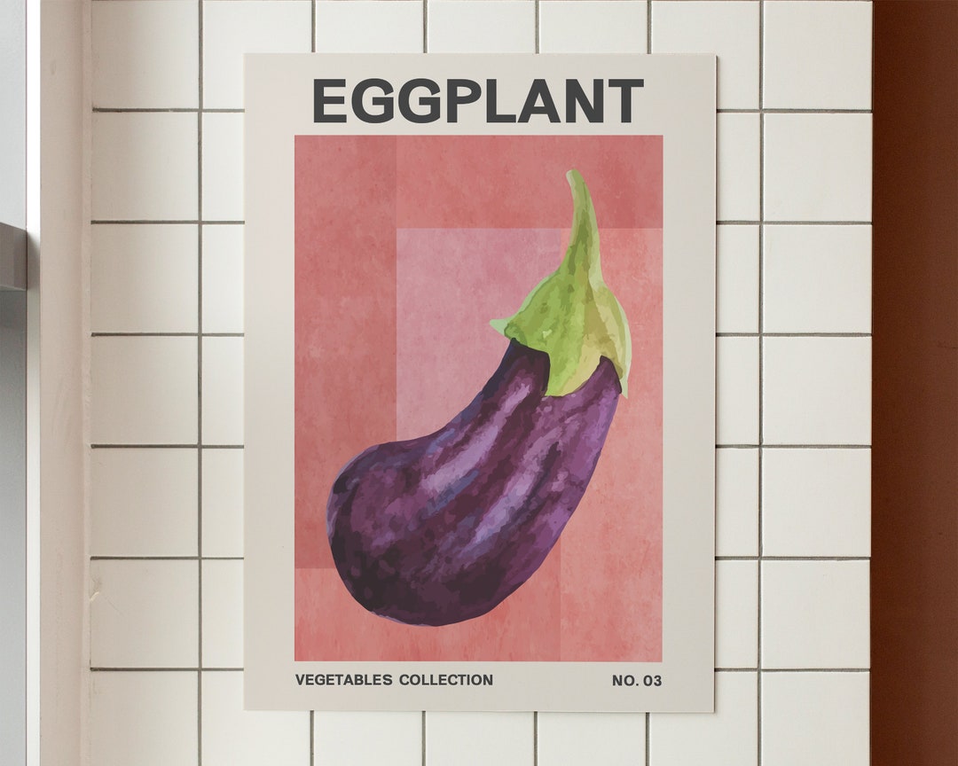 Retro Eggplant Poster Kitchen Printable Eggplant Poster - Etsy