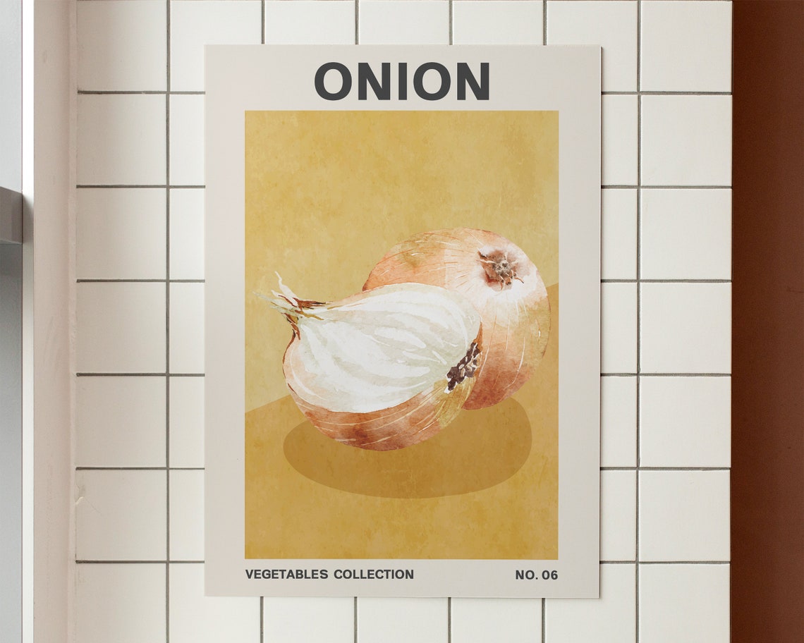 Retro Onion Poster, Onion Wall Art, Food Poster, Onion Print, Kitchen ...