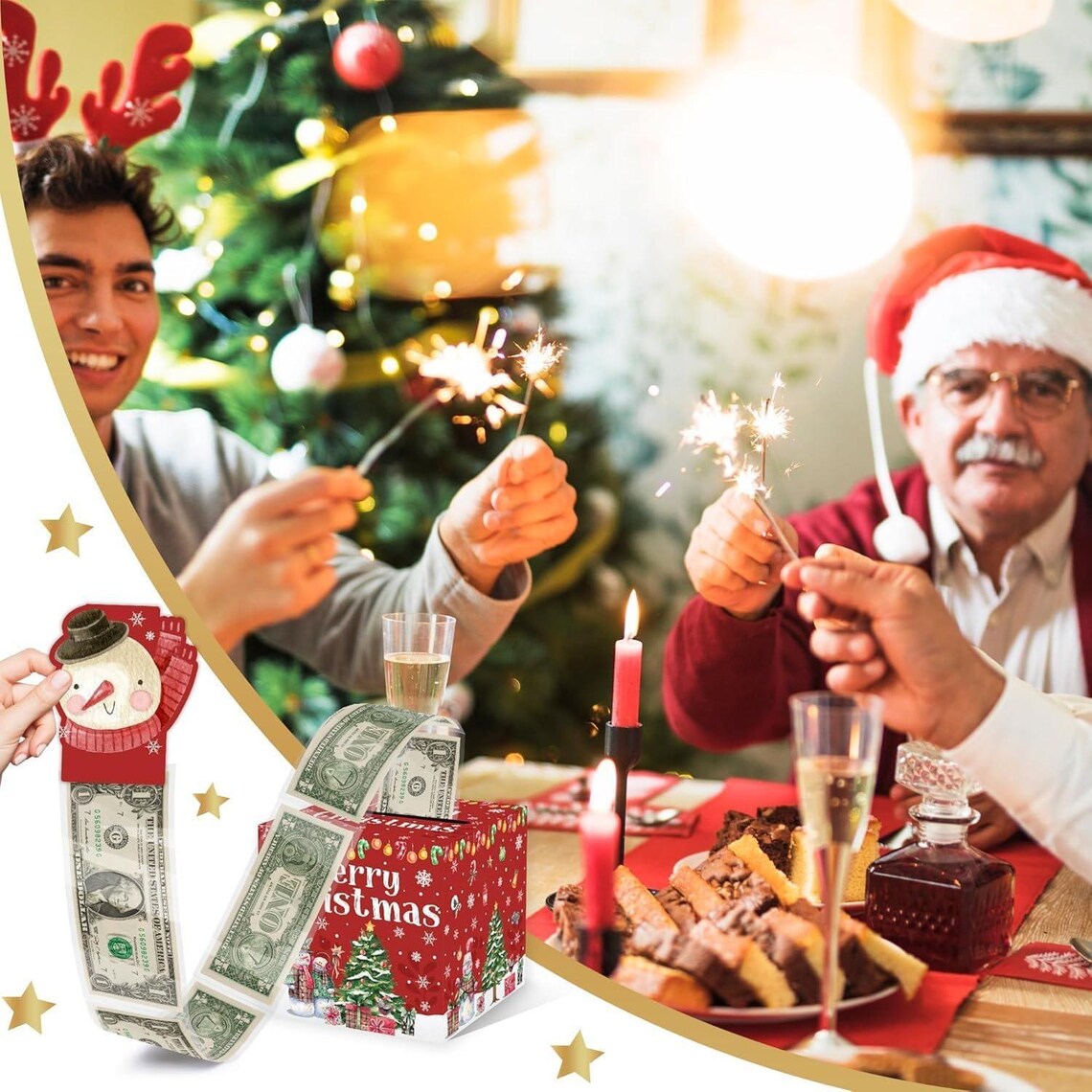 Handmade Christmas Money Gift Boxes Merry Christmas Cash Gift Box Pull ...