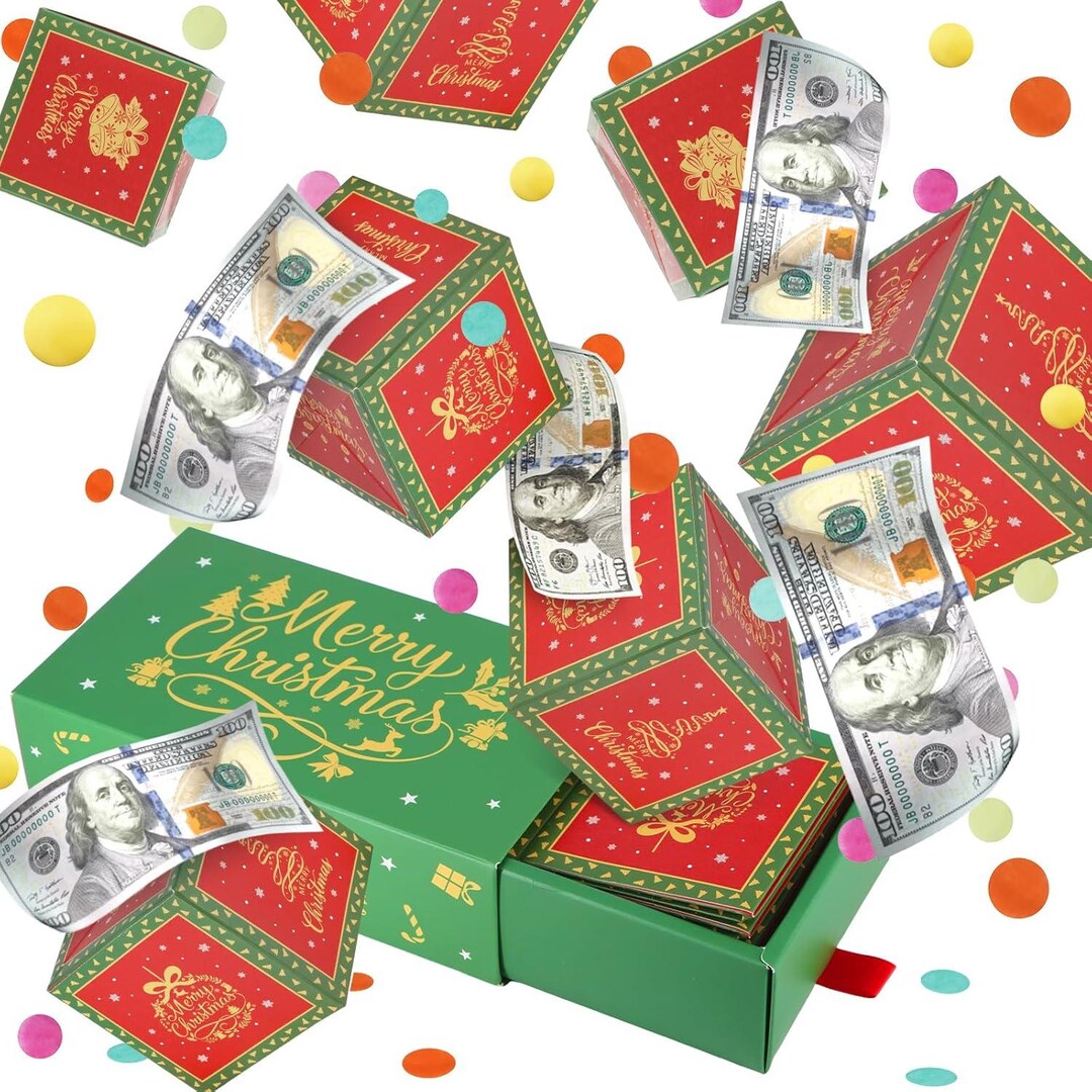 Handmade Merry Christmas Explosion Gift Box for Money Surprise Cash ...