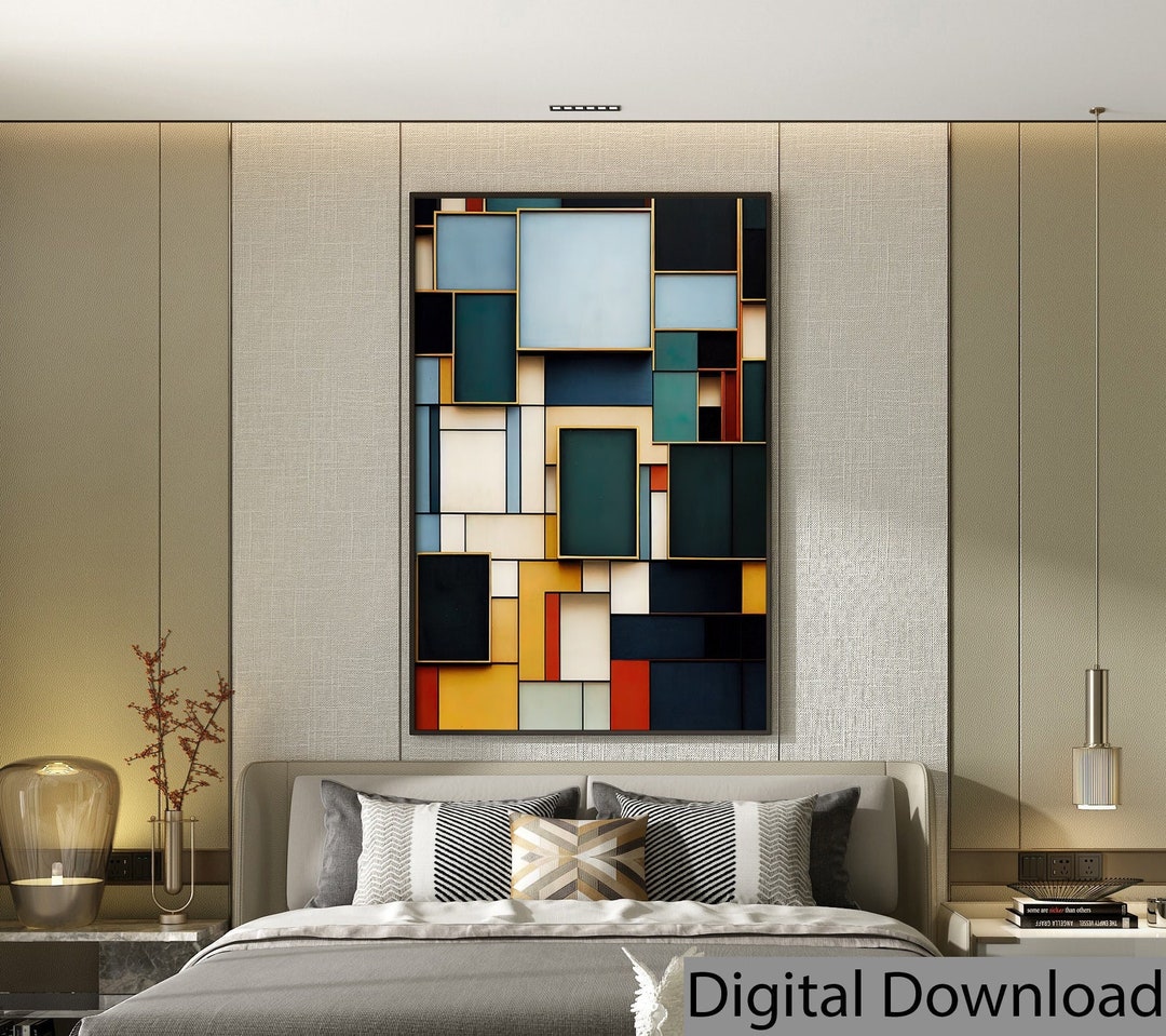 Abstract Rectangles Wall Art Colorful Rectangle Shaped Arts Printable ...