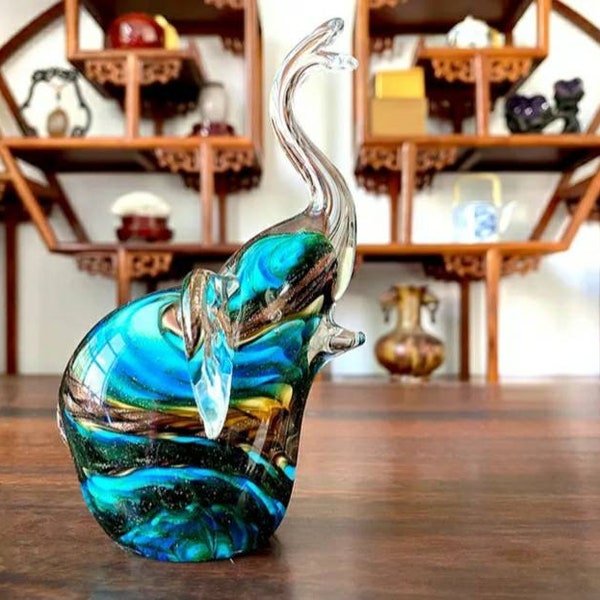 Blue Glass Elephant - Etsy
