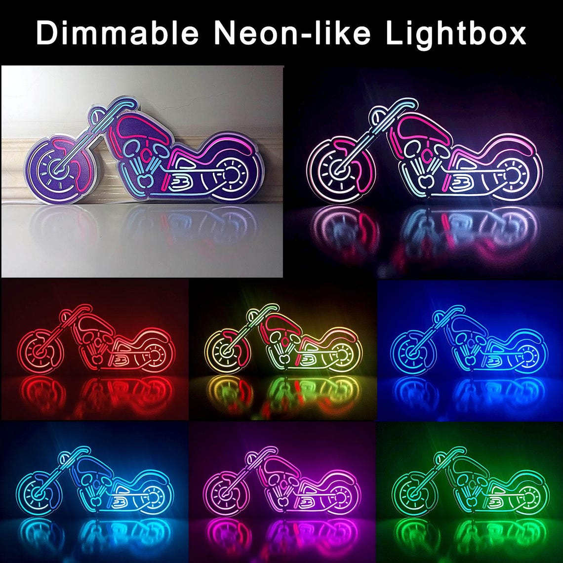 3d Lighted Motocycle Decor | Led Retro Motorcycle Wall Art | Garage ...