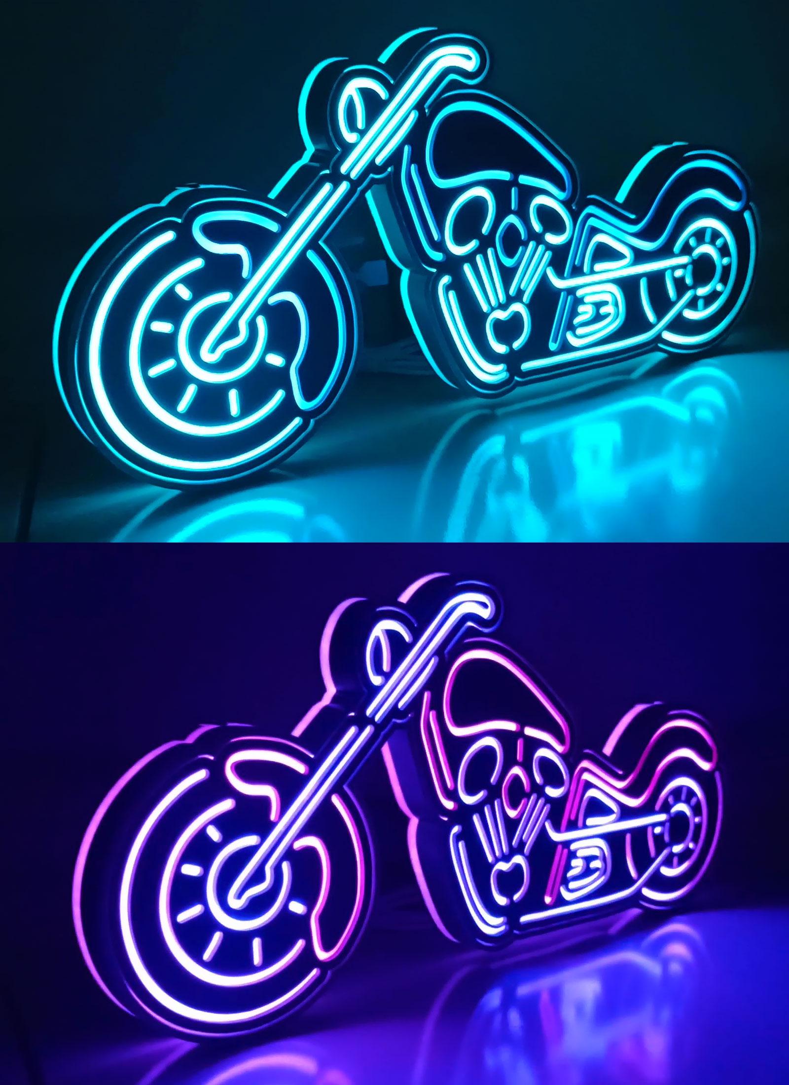 LED Motorcycle Lightbox | 3D Retro Wall Art, Garage Decor - Etsy