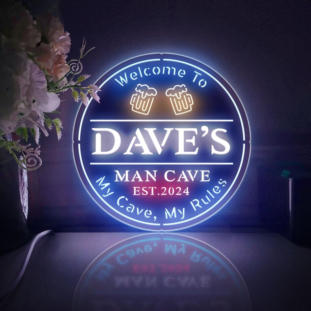 Personalized LED Man Cave Sign - Custom Neon Mancave Light for Bar Pub ...